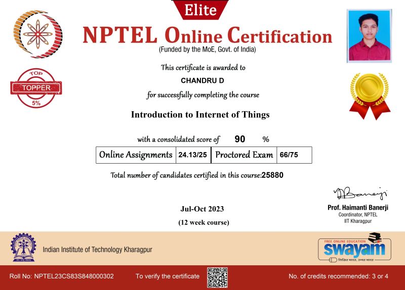 Chandru D on LinkedIn: #iot #nptel #goldmedal #iitkharagpur # ... Chandru D on LinkedIn: #iot #nptel #goldmedal #iitkharagpur # ...