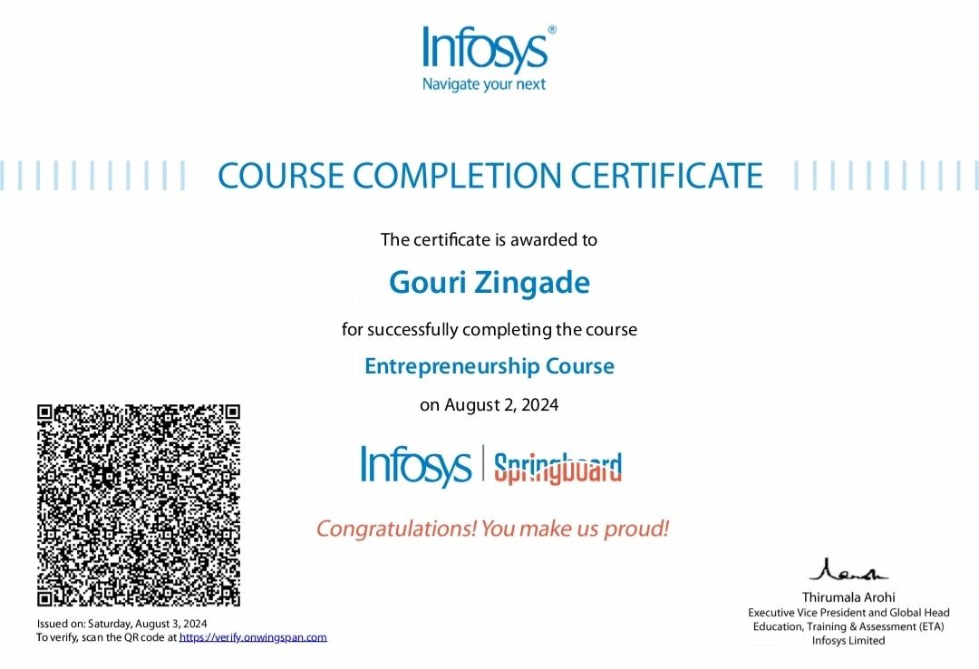 Gouri Zingade on LinkedIn: #infosys Gouri Zingade on LinkedIn: #infosys
