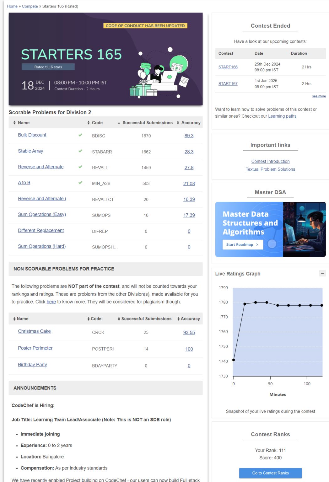Arnab Kumar on LinkedIn: #codechef #competitiveprogramming #starters165 ... Arnab Kumar on LinkedIn: #codechef #competitiveprogramming #starters165 ...
