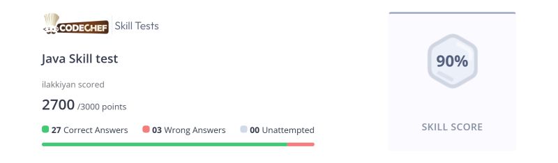 ILAKKIYAN J on LinkedIn: #java #coding #codechef #skilltest # ... ILAKKIYAN J on LinkedIn: #java #coding #codechef #skilltest # ...