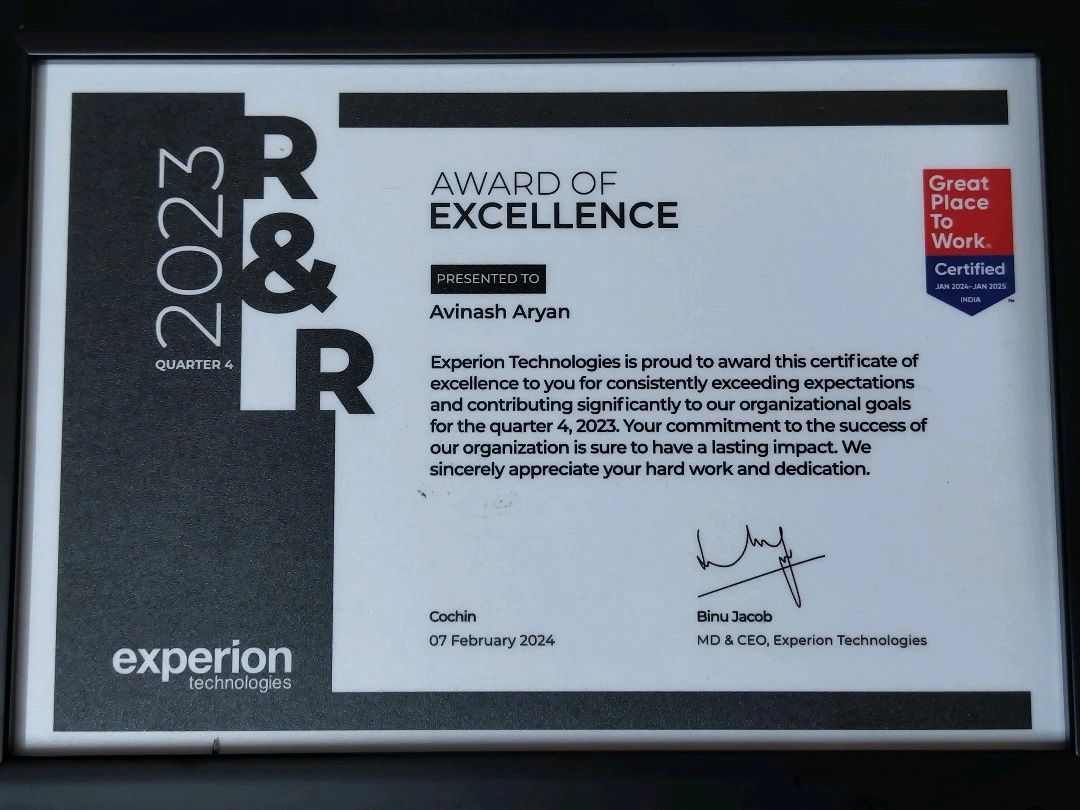 Avinash Aryan on LinkedIn: Honored to have received the Rewards and ... Avinash Aryan on LinkedIn: Honored to have received the Rewards and ...