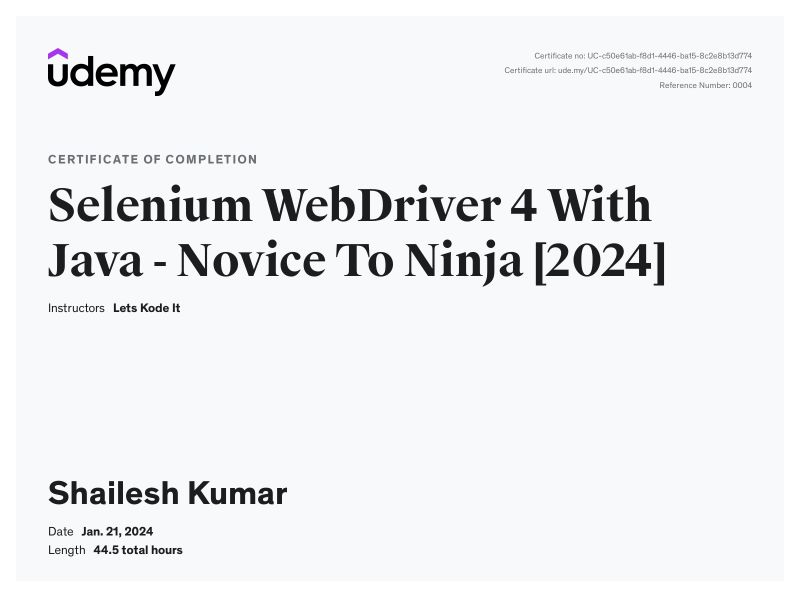 SHAILESH KUMAR SHARMA on LinkedIn: #seleniumautomation # ... SHAILESH KUMAR SHARMA on LinkedIn: #seleniumautomation # ...
