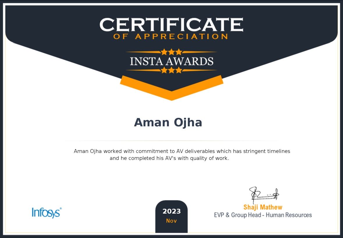 #infosys #gratitude #awardsforexcellence | Aman Ojha #infosys #gratitude #awardsforexcellence | Aman Ojha