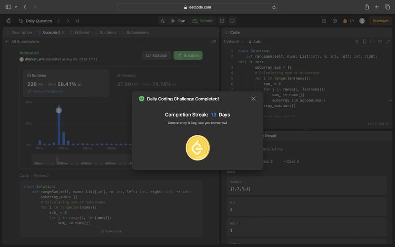 Day 13 of my 50Days Leetcode Challenge: Cracked Problem 1508! | Dhanish ... Day 13 of my 50Days Leetcode Challenge: Cracked Problem 1508! | Dhanish ...