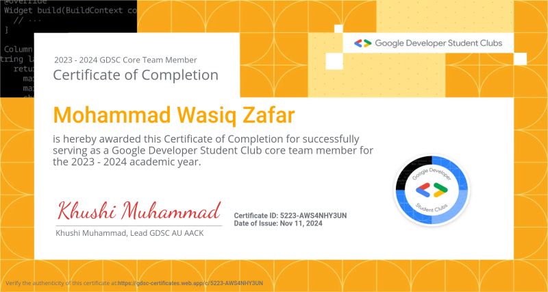 #gdsc | Mohammad Wasiq Zafar #gdsc | Mohammad Wasiq Zafar