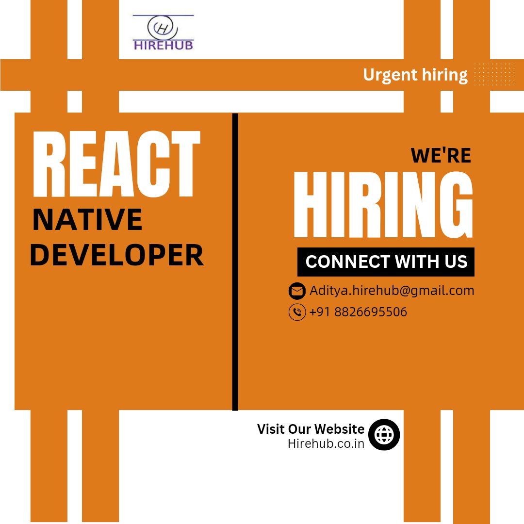 We're Hiring!! React native developer location :- Mumbai Experience ... We're Hiring!! React native developer location :- Mumbai Experience ...