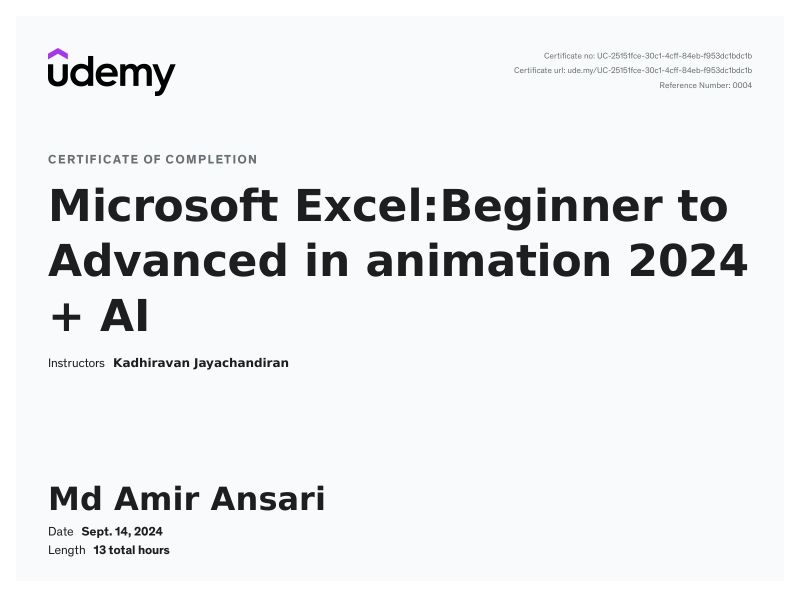 This certificate above verifies that Md Amir Ansari successfully ... This certificate above verifies that Md Amir Ansari successfully ...