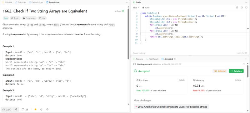 How to check string arrays on LeetCode | Muthuganesh D posted on the ... How to check string arrays on LeetCode | Muthuganesh D posted on the ...