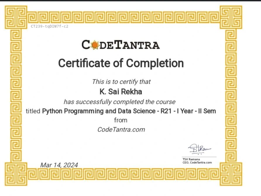 Sai Rekha Kollapudi on LinkedIn: #python #datascience #codetantra #learning Sai Rekha Kollapudi on LinkedIn: #python #datascience #codetantra #learning