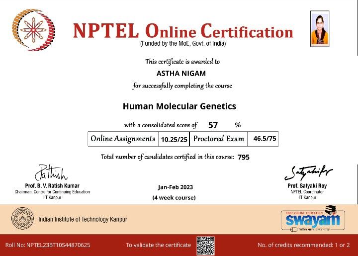 Astha Nigam on LinkedIn: Finally Cleared my NPTEL Exam! Astha Nigam on LinkedIn: Finally Cleared my NPTEL Exam!