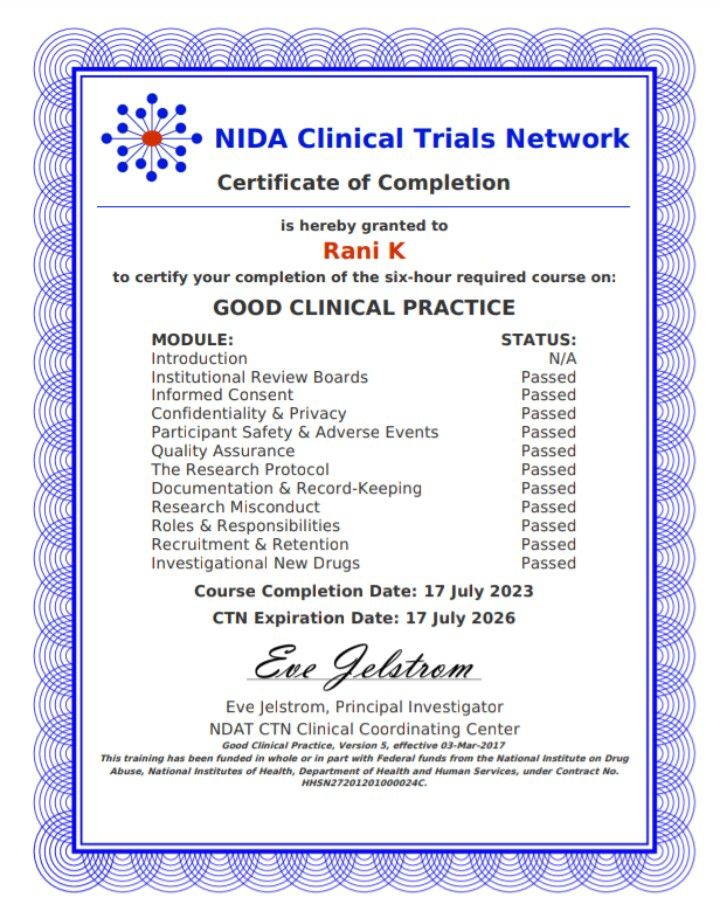 Rani Kathirvel on LinkedIn: #goodclinicalpractice #newcertification # ... Rani Kathirvel on LinkedIn: #goodclinicalpractice #newcertification # ...