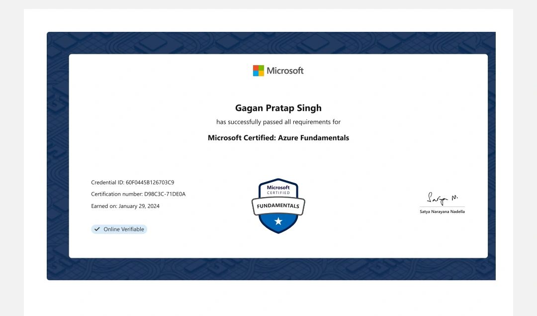 Gagan Pratap Singh on LinkedIn: #microsoftcertified #careermilestone Gagan Pratap Singh on LinkedIn: #microsoftcertified #careermilestone