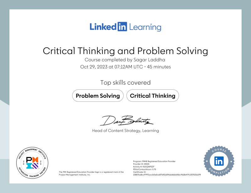 Sagar Laddha on LinkedIn: Certificate of Completion Sagar Laddha on LinkedIn: Certificate of Completion