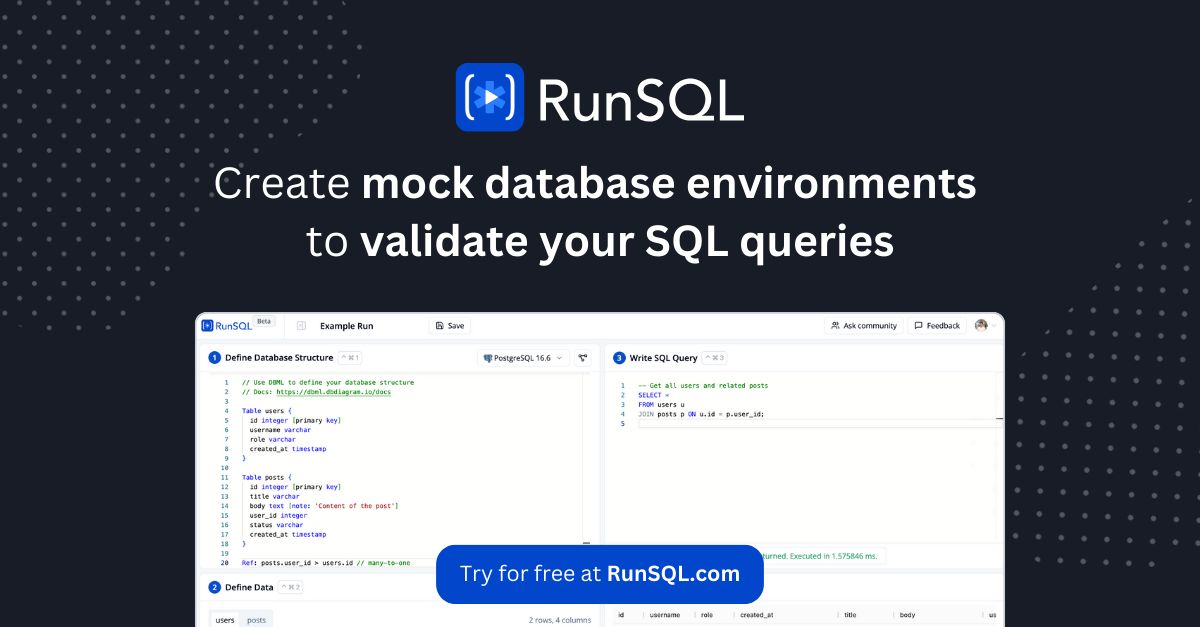 Patrick Phat N. on LinkedIn: New Product: RunSQL - A simple tool to ... Patrick Phat N. on LinkedIn: New Product: RunSQL - A simple tool to ...