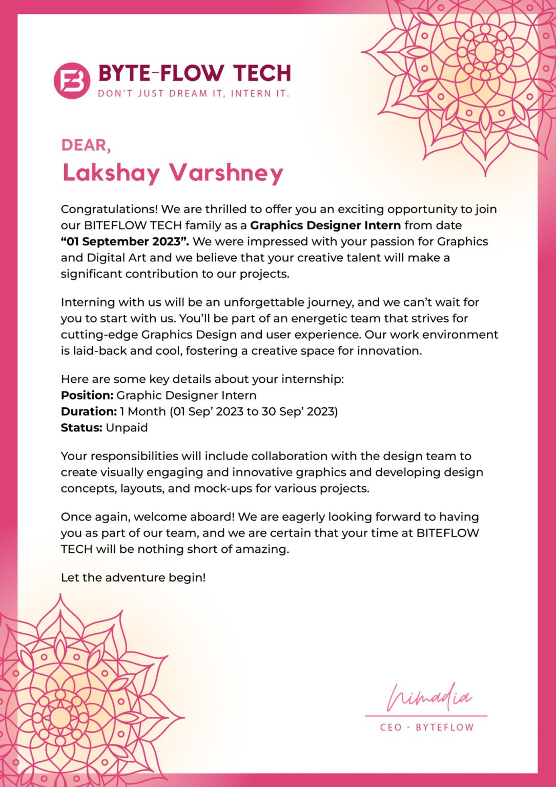 Lakshya Varshney on LinkedIn: #internship #byteflow Lakshya Varshney on LinkedIn: #internship #byteflow