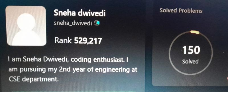 Sneha Dwivedi on LinkedIn: #leetcode #codingmilestone Sneha Dwivedi on LinkedIn: #leetcode #codingmilestone