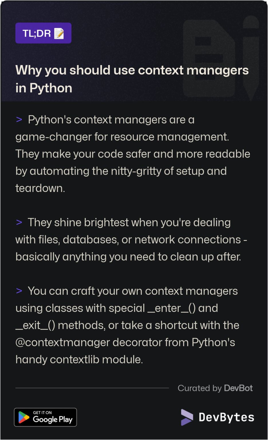 Ananya Baghel on LinkedIn: #python #contextmanagers #programming # ... Ananya Baghel on LinkedIn: #python #contextmanagers #programming # ...