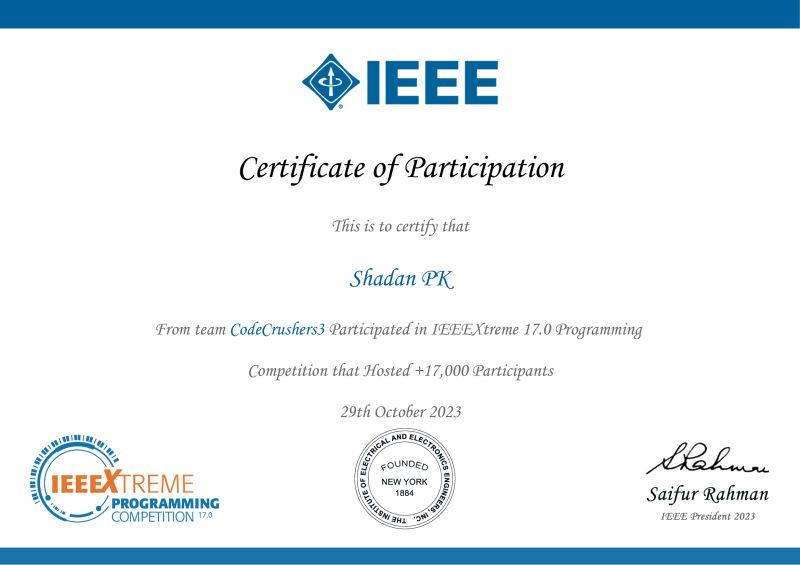 Shadan PK on LinkedIn: #ieeextreme #coding #programming #techcommunity ... Shadan PK on LinkedIn: #ieeextreme #coding #programming #techcommunity ...