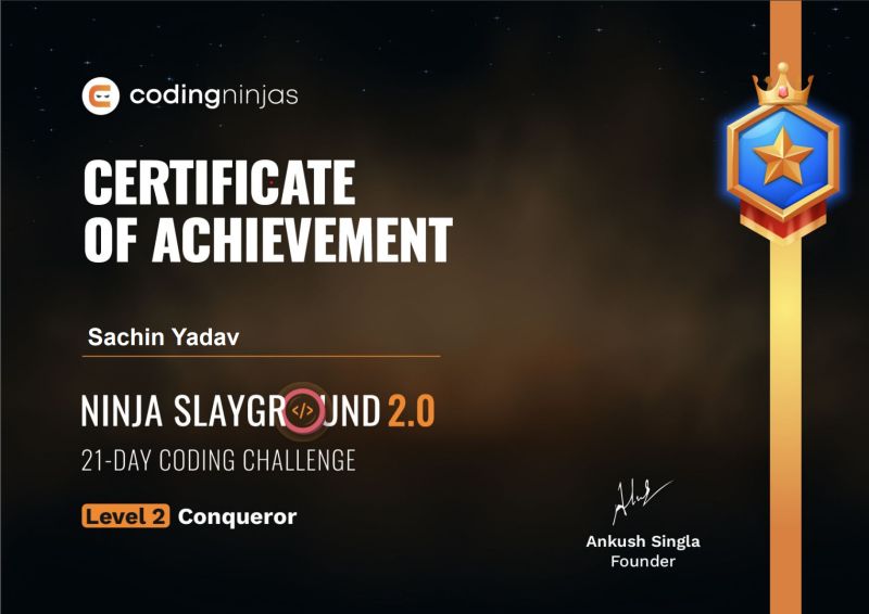 Sachin Yadav on LinkedIn: #ninjaslayground #codingninjas #dsa # ... Sachin Yadav on LinkedIn: #ninjaslayground #codingninjas #dsa # ...