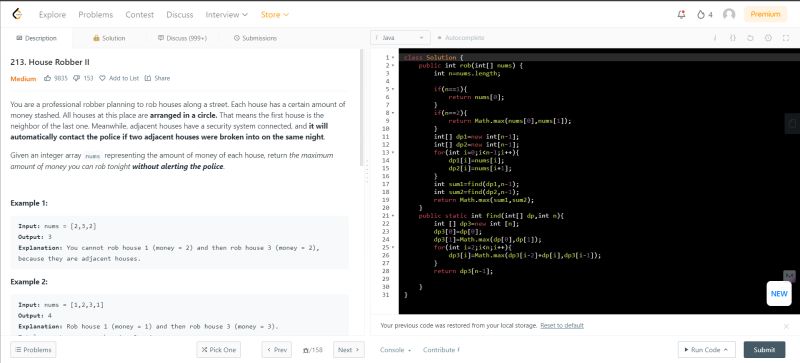 Resolved House Robber II problem on LeetCode | NITHIYA S posted on the ... Resolved House Robber II problem on LeetCode | NITHIYA S posted on the ...