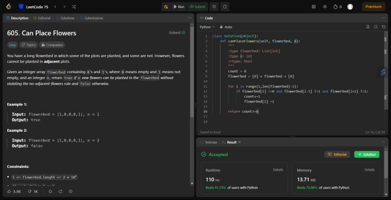 Day 23 of #100daysofcodechallenge: Can Place Flowers | Srinadh ... Day 23 of #100daysofcodechallenge: Can Place Flowers | Srinadh ...