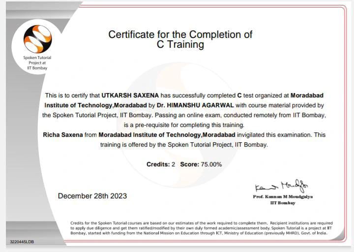 Utkarsh Saxena on LinkedIn: #iitb #spokentutorial #c Utkarsh Saxena on LinkedIn: #iitb #spokentutorial #c
