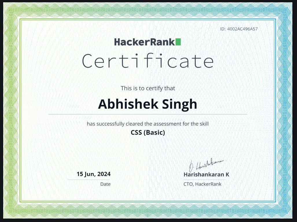 Abhishek Singh on LinkedIn: #frontenddeveloper #css #hackerrank # ... Abhishek Singh on LinkedIn: #frontenddeveloper #css #hackerrank # ...