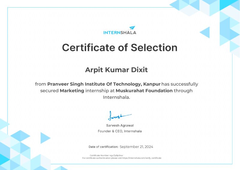 Arpit kumar Dixit on LinkedIn: #internship #marketing # ... Arpit kumar Dixit on LinkedIn: #internship #marketing # ...