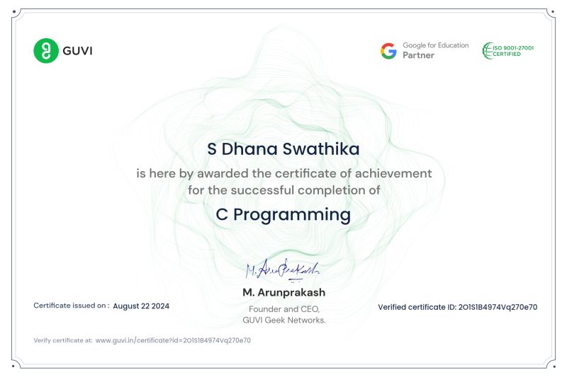 Dhana Swathika S on LinkedIn: #guvi #google #google #guvi #course # ... Dhana Swathika S on LinkedIn: #guvi #google #google #guvi #course # ...