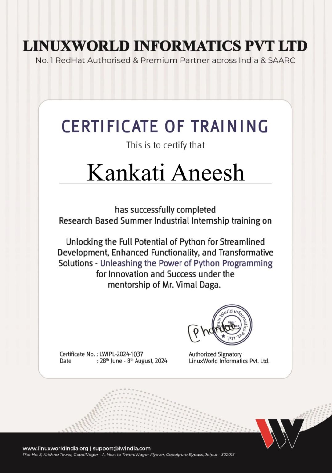 kankati Aneesh on LinkedIn: #python #innovation #internship #linuxworld ... kankati Aneesh on LinkedIn: #python #innovation #internship #linuxworld ...