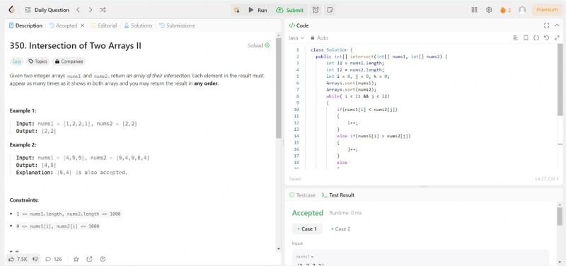 Resolved LeetCode Problem 350 with Java | Ayush kumar posted on the ... Resolved LeetCode Problem 350 with Java | Ayush kumar posted on the ...