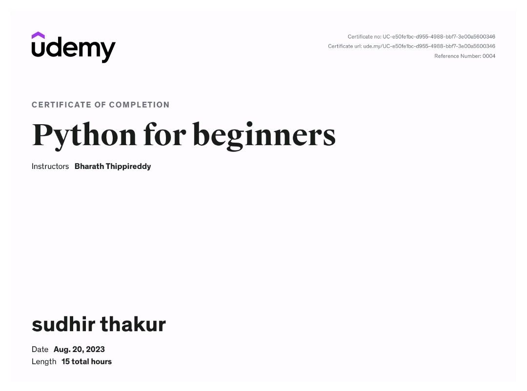 SUDHIR KUMAR SINGH on LinkedIn: #udemy #programming #python SUDHIR KUMAR SINGH on LinkedIn: #udemy #programming #python