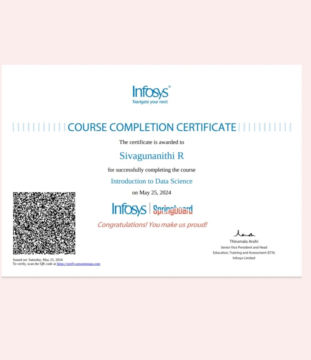 Completed Data Science course with Infosys | Sivagunanithi R posted on ... Completed Data Science course with Infosys | Sivagunanithi R posted on ...