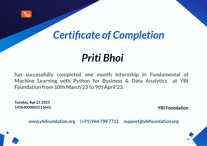 Priti Bhoi on LinkedIn: #internship #ybi Priti Bhoi on LinkedIn: #internship #ybi