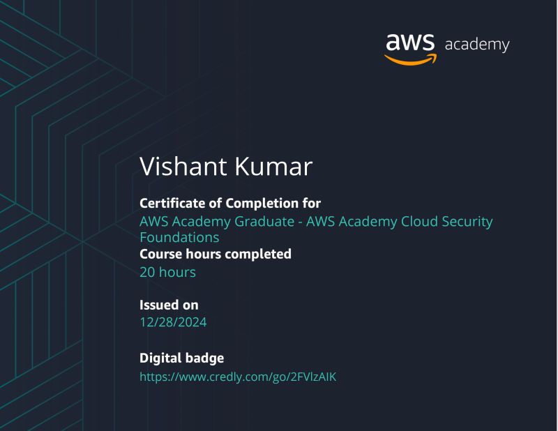 Vishant Kumar on LinkedIn: #awsacademy #cloudsecurity # ... Vishant Kumar on LinkedIn: #awsacademy #cloudsecurity # ...