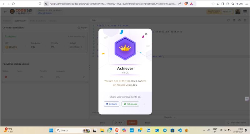 Shivanshi Dwivedi on LinkedIn: #sql #learningjourney #codingninjas # ... Shivanshi Dwivedi on LinkedIn: #sql #learningjourney #codingninjas # ...
