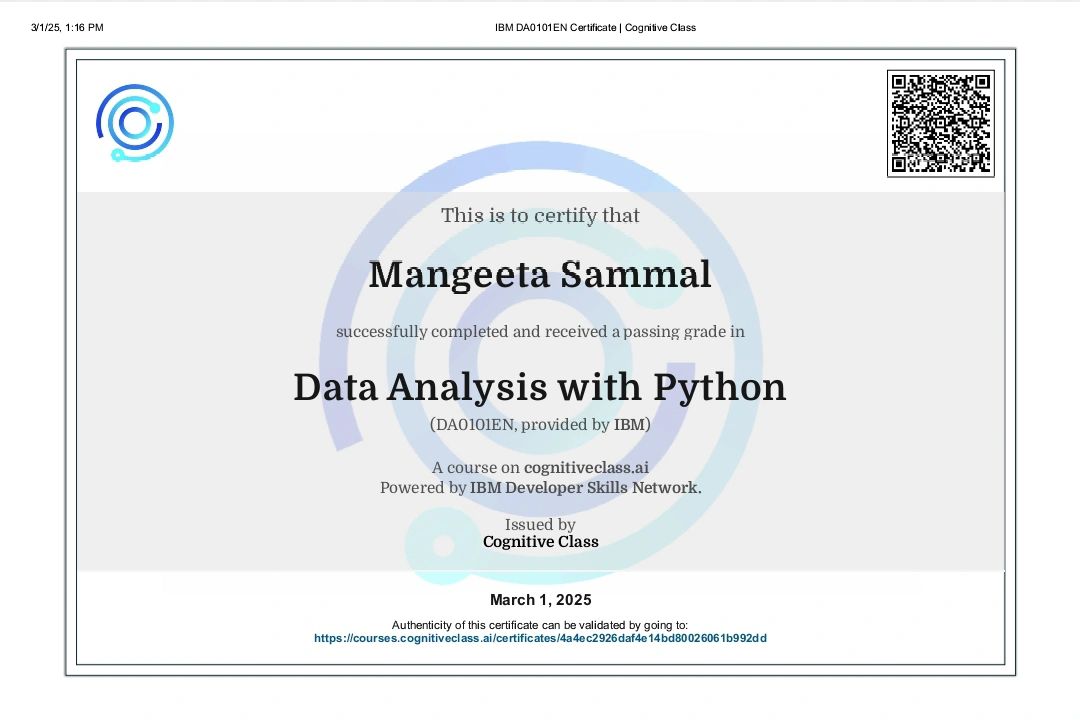 Mangeeta sammal on LinkedIn: #dataanalysis #python #ibm #cognitiveclass ... Mangeeta sammal on LinkedIn: #dataanalysis #python #ibm #cognitiveclass ...