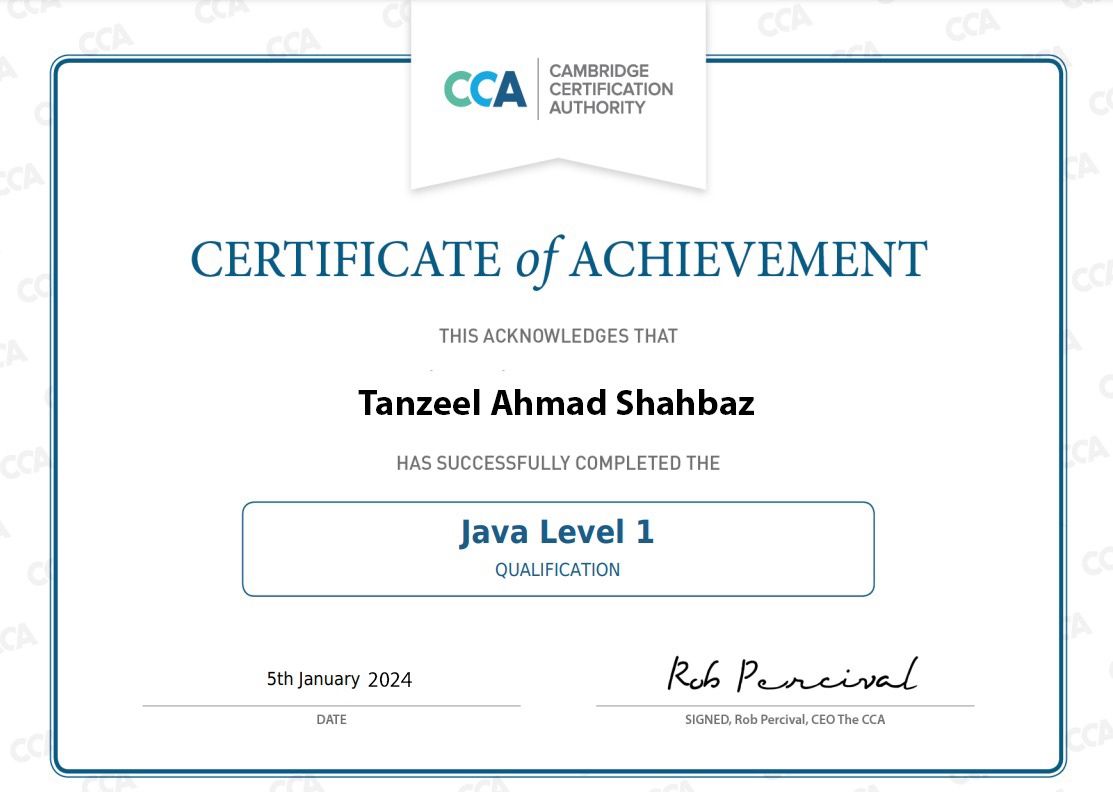 Tanzeel Ahmad Shahbaz on LinkedIn: #cca #java #course #programming # ... Tanzeel Ahmad Shahbaz on LinkedIn: #cca #java #course #programming # ...