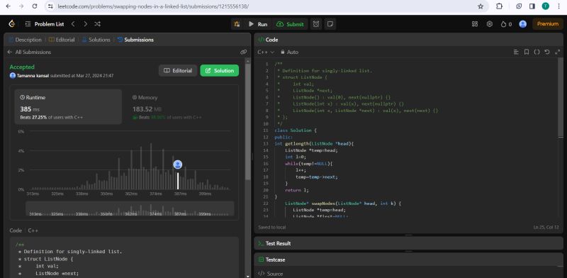 Day 55 of #100daysofcode challenge: Swapping Nodes in Linked List ... Day 55 of #100daysofcode challenge: Swapping Nodes in Linked List ...
