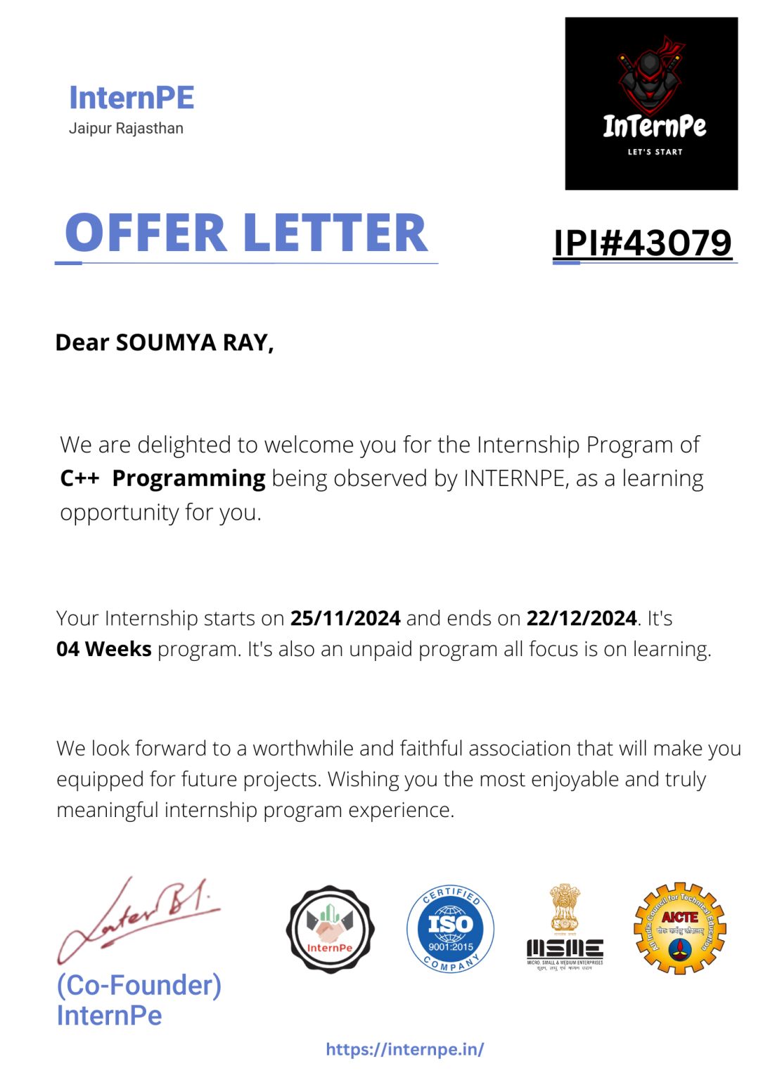 Soumya Ray on LinkedIn: #internship #learningjourney #cplusplus # ... Soumya Ray on LinkedIn: #internship #learningjourney #cplusplus # ...