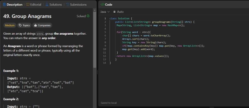Day 4 of 100day of Leetcode challenge: Group Anagram | Bibek Jha posted ... Day 4 of 100day of Leetcode challenge: Group Anagram | Bibek Jha posted ...