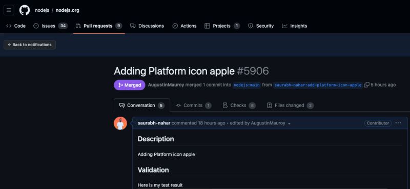 My first contribution to Nodejs.org! | Saurabh Nahar posted on the ... My first contribution to Nodejs.org! | Saurabh Nahar posted on the ...