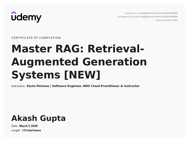 #ai #machinelearning #rag #llms #artificialintelligence #udemy… | Akash ... #ai #machinelearning #rag #llms #artificialintelligence #udemy… | Akash ...