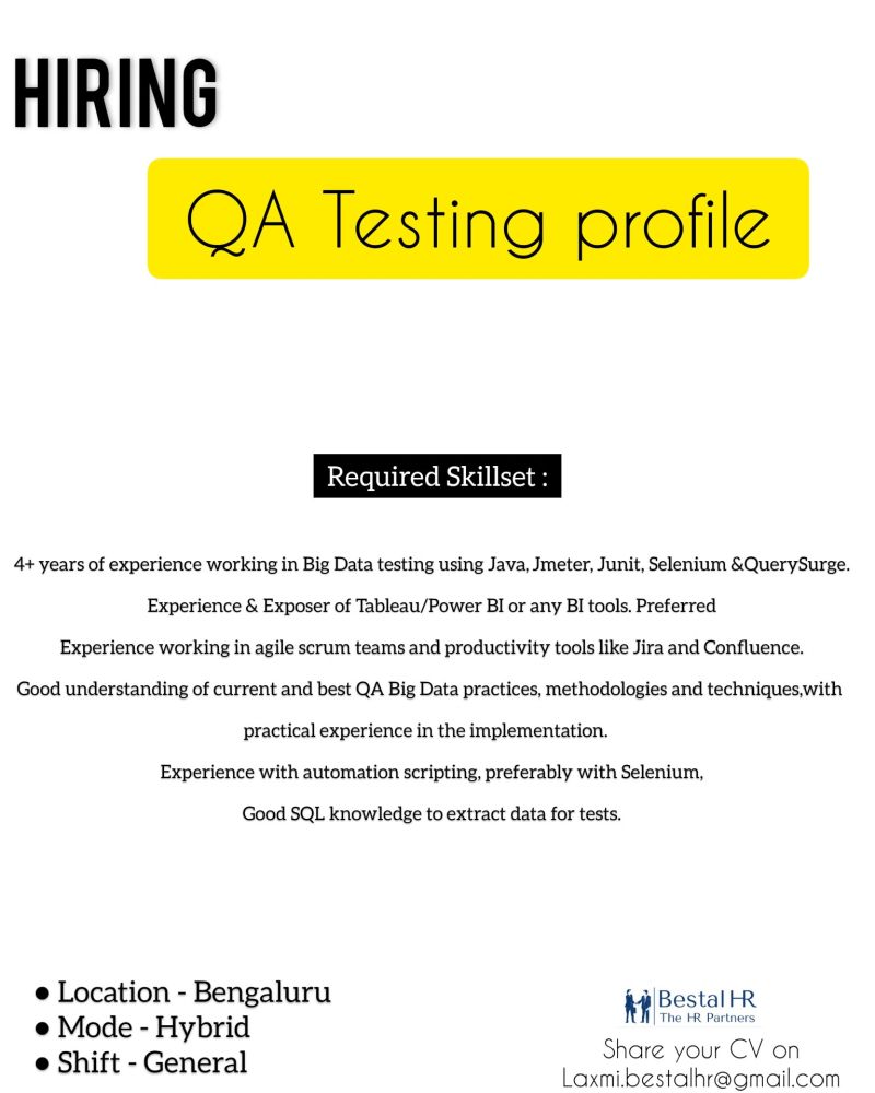 #hiring #qa #qatester #qatesting #java #selenium #jmeter #junit # ... #hiring #qa #qatester #qatesting #java #selenium #jmeter #junit # ...
