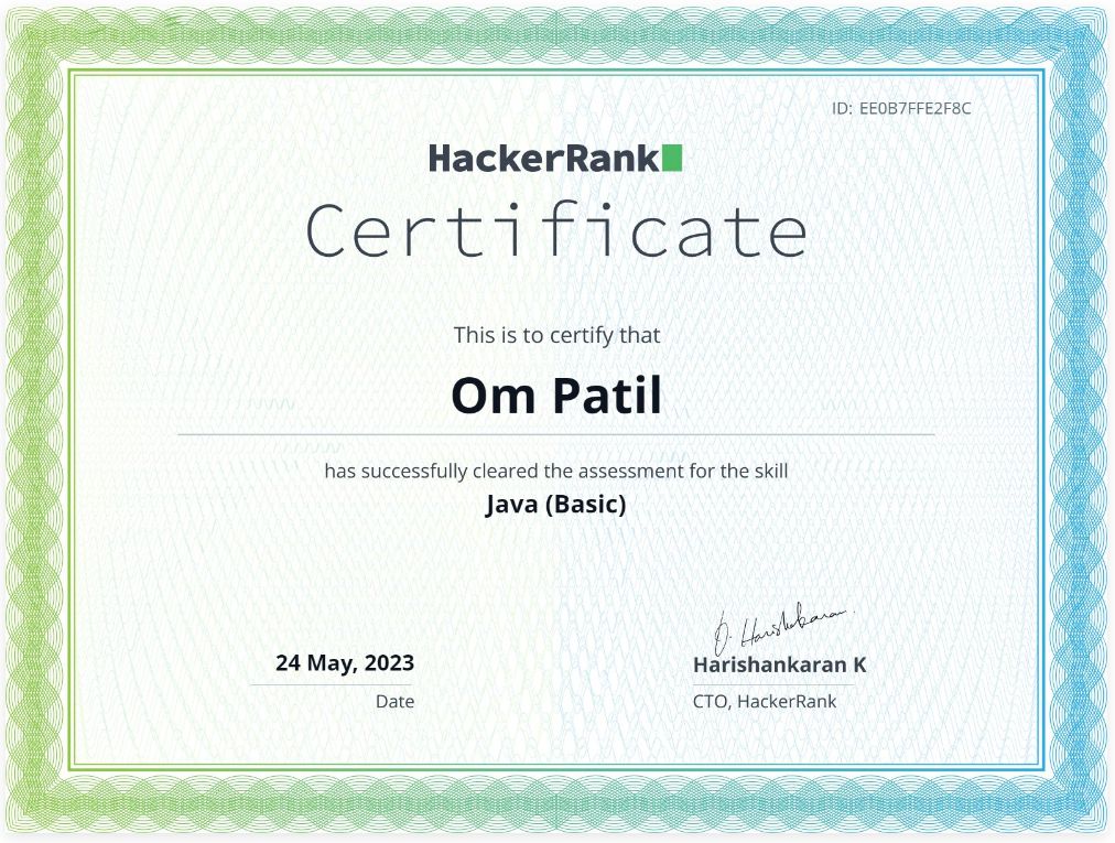 Om Patil on LinkedIn: #connections #hackerrank #java #codingchallenges ... Om Patil on LinkedIn: #connections #hackerrank #java #codingchallenges ...