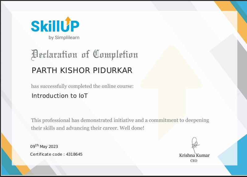Parth Pidurkar on LinkedIn: #iot #innovation #achievementunlocked Parth Pidurkar on LinkedIn: #iot #innovation #achievementunlocked