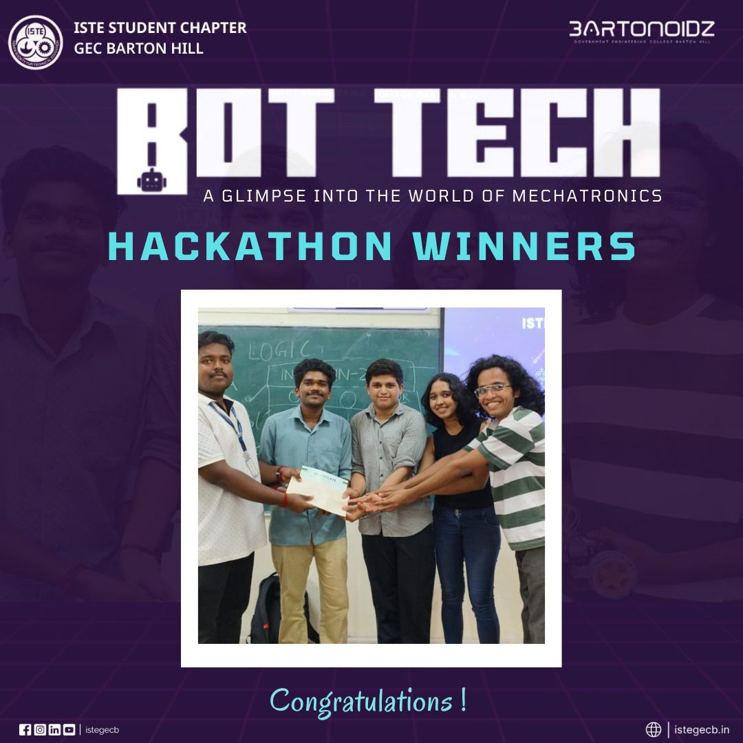 ISTE Student Chapter GEC Barton Hill on LinkedIn: 🤖 BOT TECH Hackathon ... ISTE Student Chapter GEC Barton Hill on LinkedIn: 🤖 BOT TECH Hackathon ...