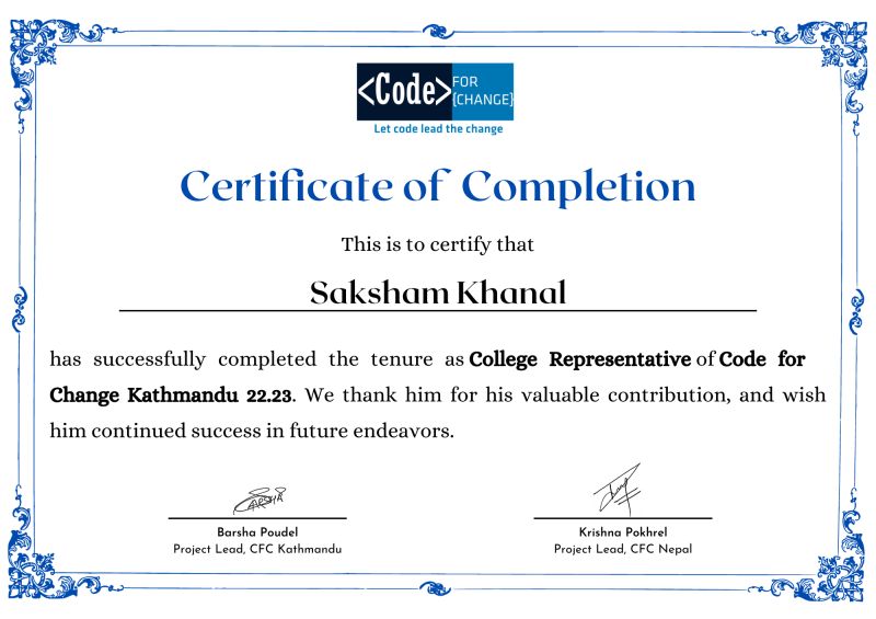 Saksham Khanal on LinkedIn: Completed this tenure as a College ... Saksham Khanal on LinkedIn: Completed this tenure as a College ...