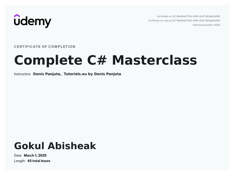 #udemy #csharp #dotnet #dotnetcore #aspnet | Gokul Abisheak #udemy #csharp #dotnet #dotnetcore #aspnet | Gokul Abisheak