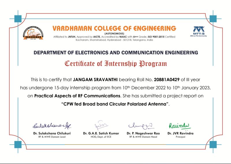 Jangam Sravanthi on LinkedIn: #internship #vardhamancollegeofengineering Jangam Sravanthi on LinkedIn: #internship #vardhamancollegeofengineering